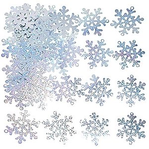 Silver Snowflakes Frozen Party Confetti - Winter Wonderland 1st Birthday Baby Shower Wedding Foil Metallic Sequins Table Confetti Christmas Party Sprinkles Confetti Decorations, 60g