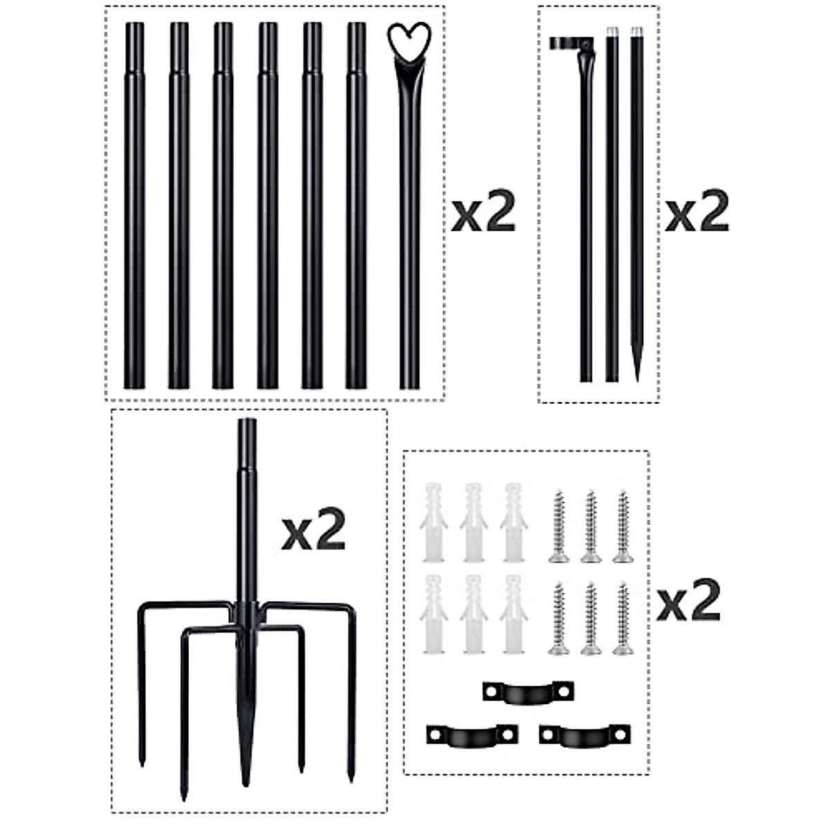 XDW-GIFTS String Light Pole - Steel Poles for Outdoor String Lights Hanging, Garden, Backyard, Patio Lighting Stand for Parties, Wedding, 2 Pack