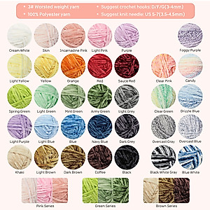 NICEEC 3 Skeins Soft Chenille Yarn Blanket Yarn for Knitting Fancy Yarn for Crochet Weaving DIY Craft Total Length 3×85m (3×93yds, 3×50g)_Blue