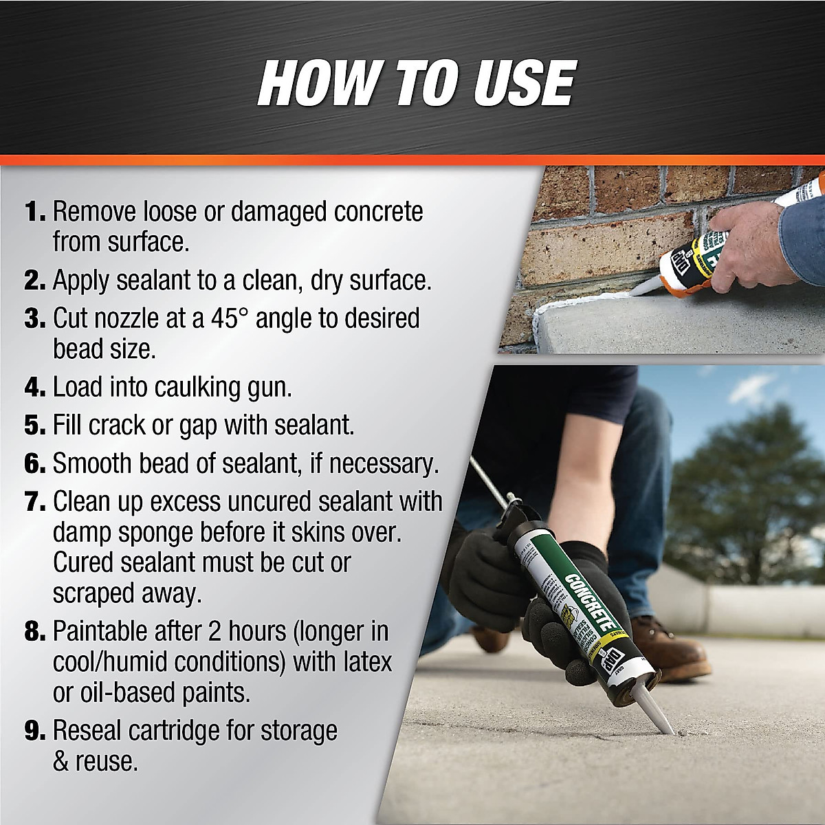 DAPConcrete Watertight Filler and Sealent 10.1 ounce Gray and Sika - Sikacryl - Gray - Ready-Mix Concrete Patch - for Repairing spalls and Cracks in Concrete and Masonry - Textured - 1 qt