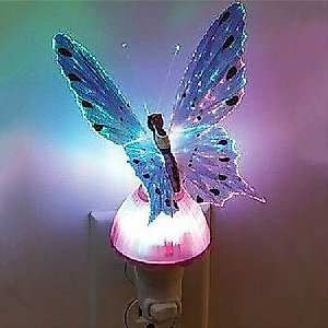 AMZSTAR Kids Night Light,Fiber Optic Butterfly Plug LED Color Change Night Light Decor Lamp Gift Toy (Purple)