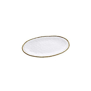 Pampa Bay Porcelain Large Oval Thanksgiving, Christmas, Hannukah, and Holiday and Party Serving Platter (White and Gold)