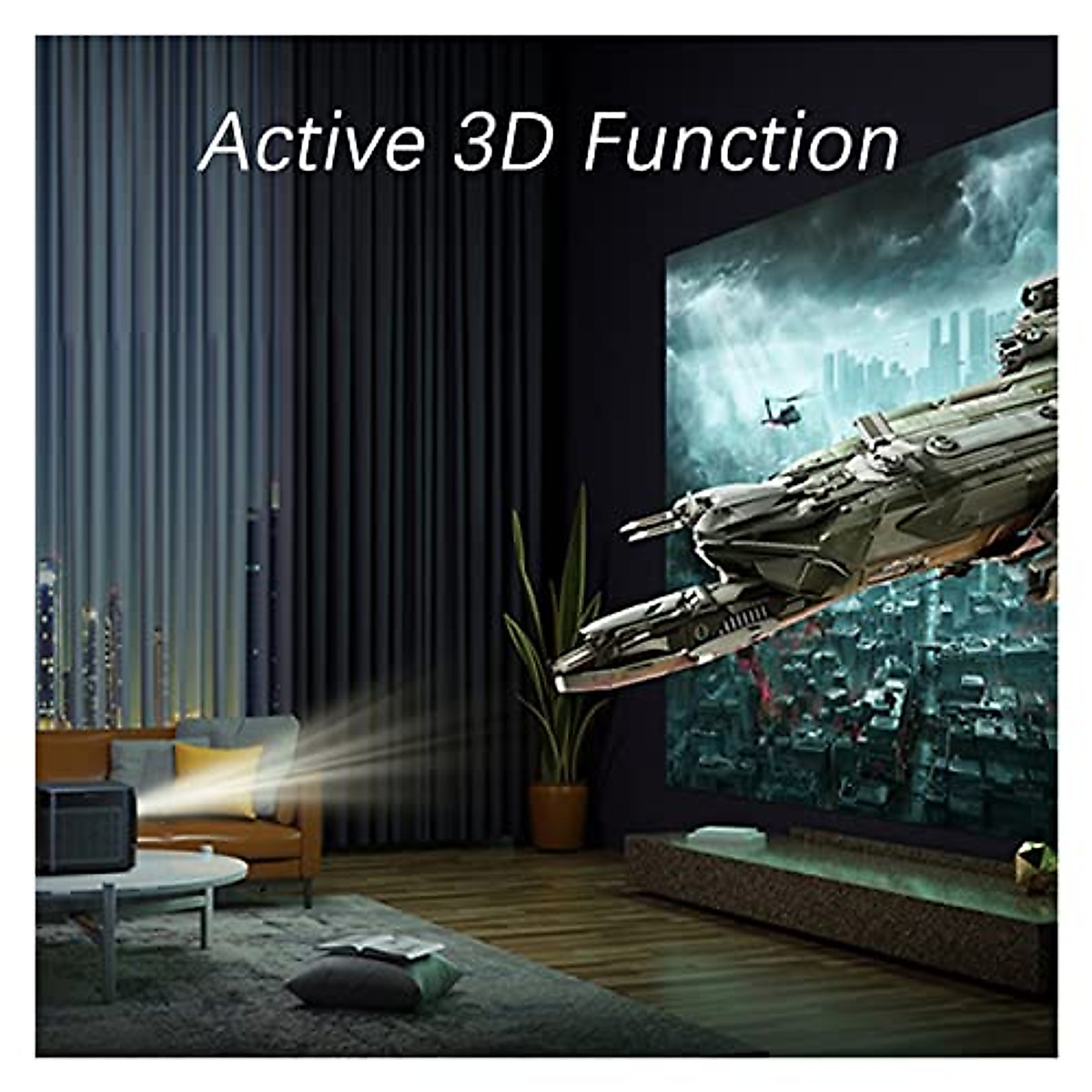 projecter Projector 4K Laser Beamer 3200ANSI Lumen with 128GB Memory Active 3D WiFi Smart TV Video Home Theater Cinema (Color : Mars pro)