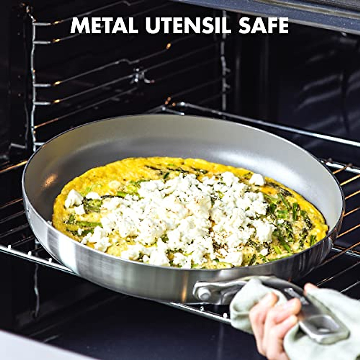 GreenPan Chatham Tri-Ply Stainless Steel Healthy Ceramic Nonstick 10" and 12" Frying Pan Skillet 2-Piece Set, PFAS-Free, Multi Clad, Induction, Dishwasher Safe, Oven Safe, Silver