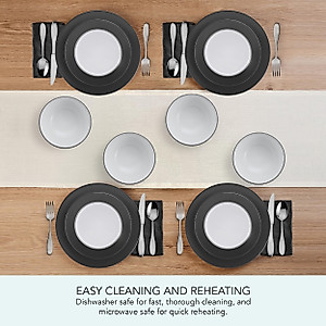 Pfaltzgraff Grayson Charcoal 12 Piece Dinnerware Set, Service for 4