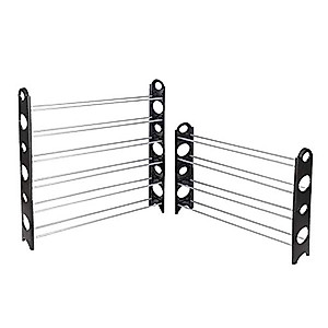 conrover 10-Tier Shoe Rack Shoes and Boots Storage Organizer 50 Pairs Shoe Rack for Entryway Closet and Bedroom Shoe Shelf Metal & Plastic Shoe Tower, Black & Silver