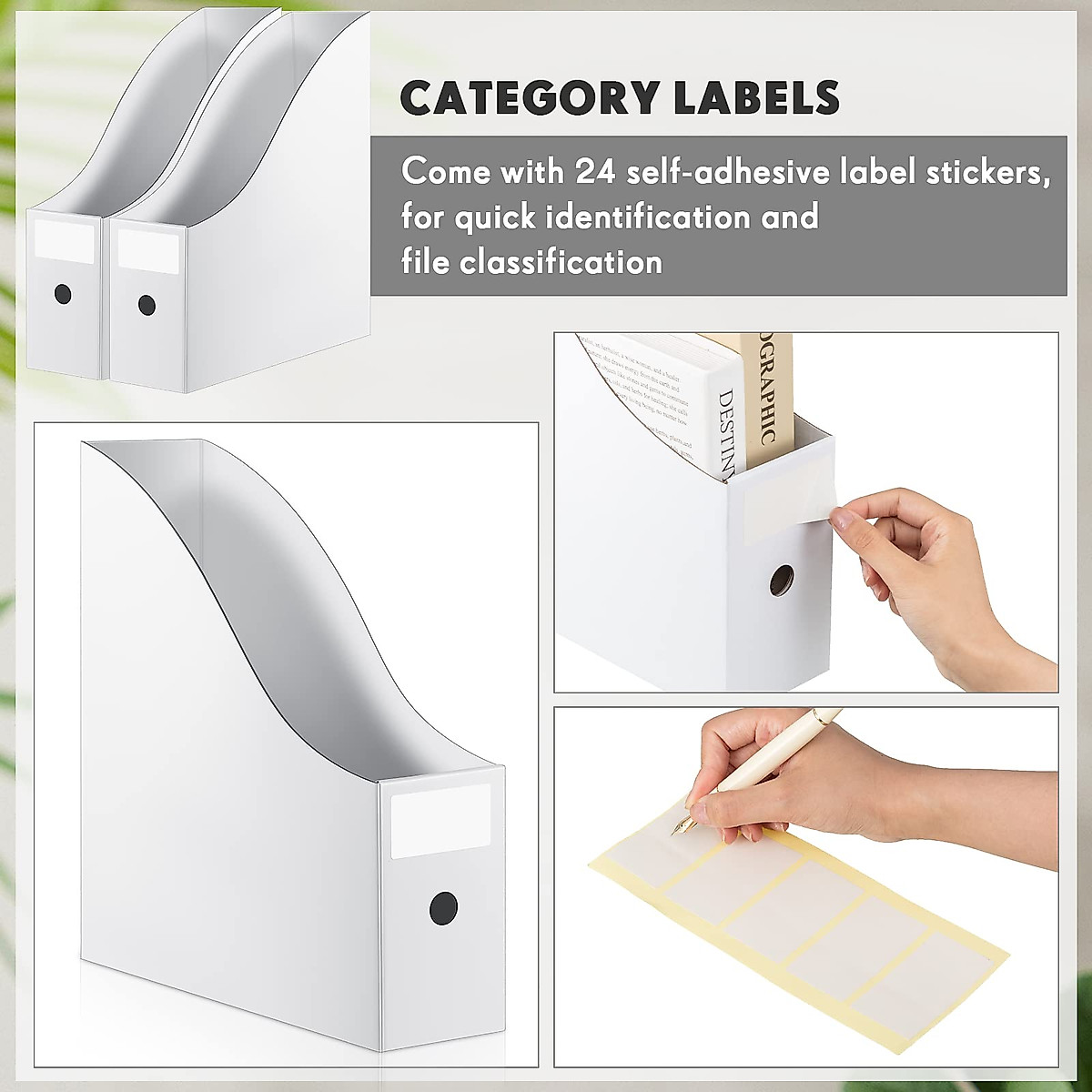 Thenshop 12 Pieces Cardboard Magazine File Holder 12 x 12 Paper Storage Organizer Scrapbook Paper Document File Box for Students Teacher Desk Office Organization (White)