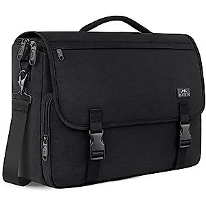 Messenger Bag for Men, Women Briefcases Lightweight Men's Laptop Bag 15.6 inch Water Resistant Crossbody School Satchel Bags for Boys Computer Work Office Bag with Shoulder Strap, Black
