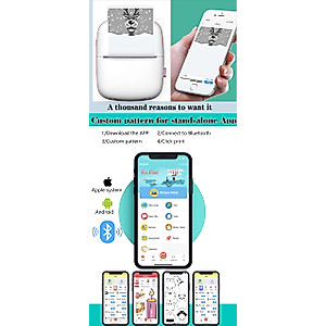 Heaunzy Label Maker Machine with Tape,Mini inkless Photo Printer,Sticker Printer,Multi-Function Match with 5 Rolls of Common Paper,Thermal Bluetooth Label Printer for Small Business,Portable Printer.