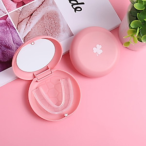 Retainer Case,Solid Orthodontic Retainer Case with Mirror-Pink