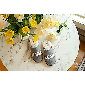 Dearfoams Women's Gifts for Mom Cute Cozy Mothers Day Mama Bear Slipper, Light Heather Grey, 9-10