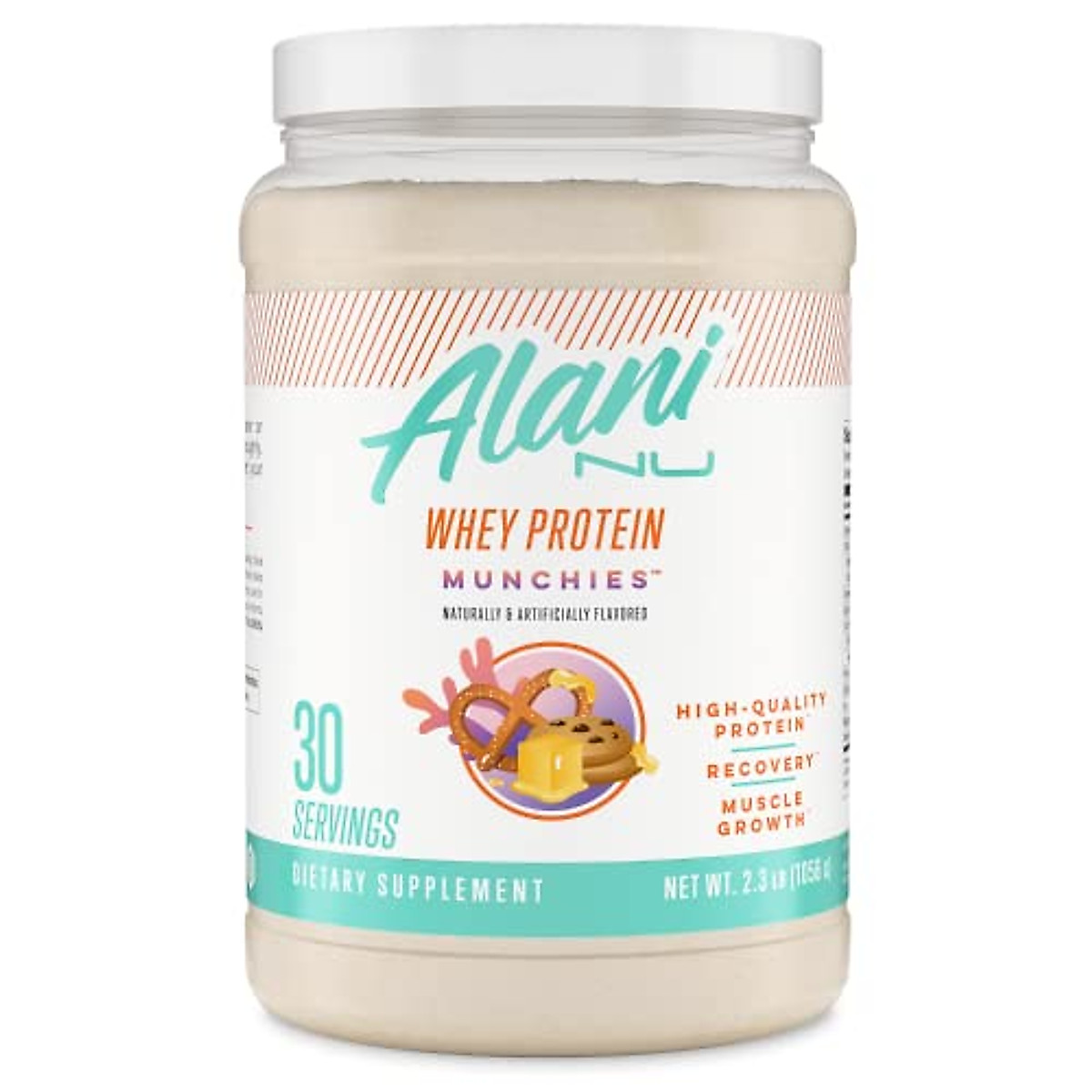 Alani Nu Whey Protein Powder, 23g of Ultra-Premium, Gluten-Free, Low Fat Blend of Fast-digesting Protein, Munchies, 30 Servings