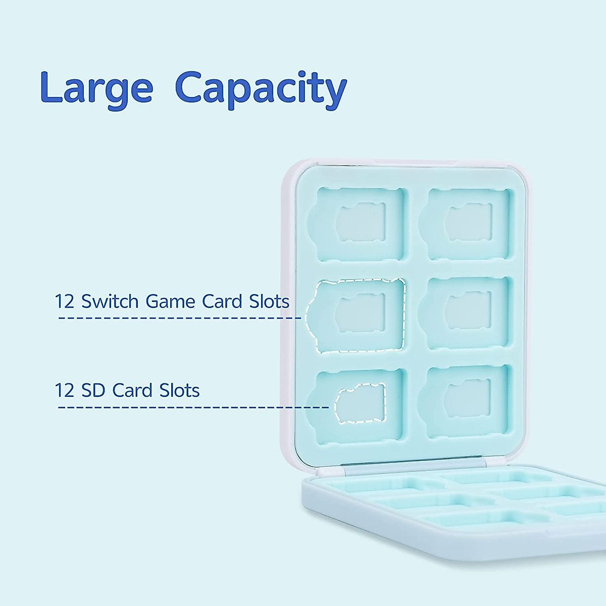 GeekShare Portable Switch Game Card Case-Switch Game Holder Case with 12 Game Card Slots-Game Card Cartridge Carrying Storage Box Compatible with Nintendo Switch- Cute Shark