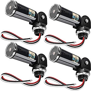 4-Pack Outdoor Conduit Lighting Control with Photocell and Swivel Mount Photoelectric Switch for Wall Packs, Shoebox Porch Lights 120-277V Photocell UL Listed
