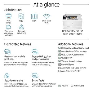 HP Color LaserJet Pro M182nw Wireless All-in-One Laser Printer, Remote Mobile Print, Scan & Copy, Works with Alexa (7KW55A)