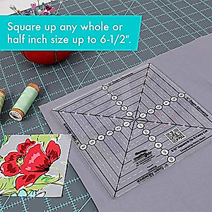 Creative Grids 6-1/2in Square It Up or Fussy Cut Square Quilt Ruler - CGRSQ6