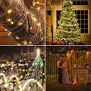 Solar Curtain String Lights Outdoor - 300 LED Fairy Window Powered IP65 Waterproof, Twinkle 8 Modes for Home Garden Patio Porch Backyard Wedding Party Christmas