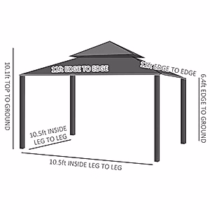 ZZBJ 12'x12' Metal Roof Gazebo Canopy with Curtains and Netting, Outdoor Hardtop Gazebo with Aluminum Frame for Backyards