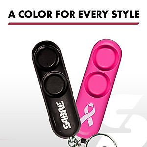 SABRE Personal Alarm With Key Ring, 120dB Alarm, Audible Up To 1,280 Feet (390 Meters), Simple Operation, Reusable, Black