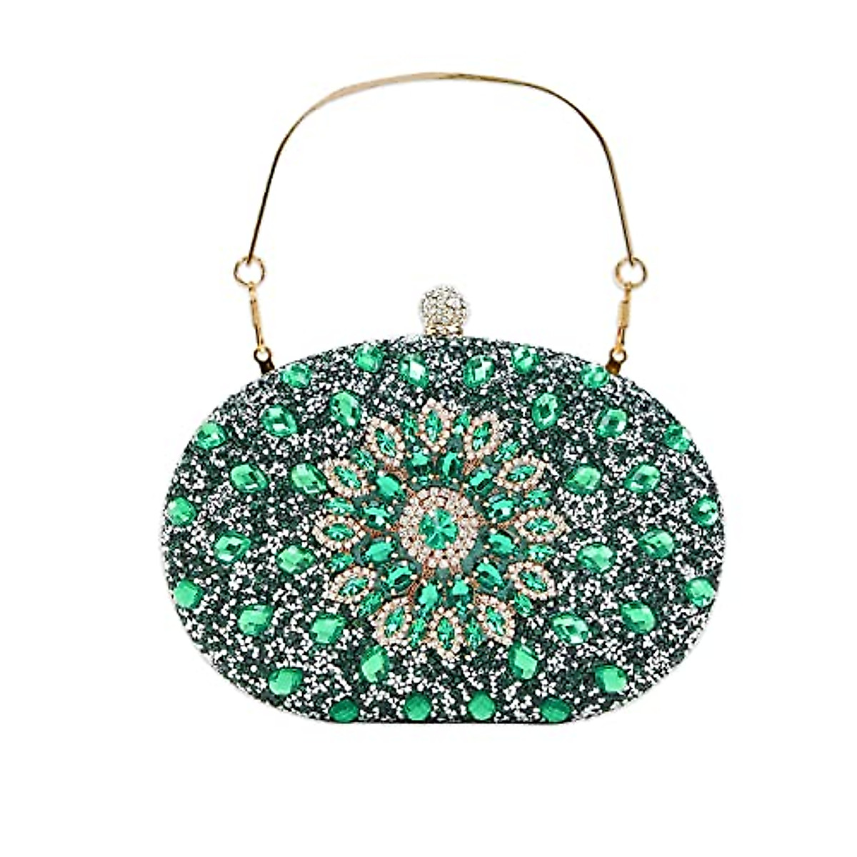 CORIOS Rhinestone Evening Bag for Women Sparkly Sequin Purse Bridal Wedding Handbag Glitter Shoulder Bag Crystal Clutch Bag Elegant Crossbody Bag for Wedding Banquet Cocktail Prom Party Green