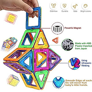 ZKA Magnetic Tiles, STEM Educational Building Kit, Clear Color Cagnetic Blocks Toy, Birthday Gift for Boys and Girls (168PCS)