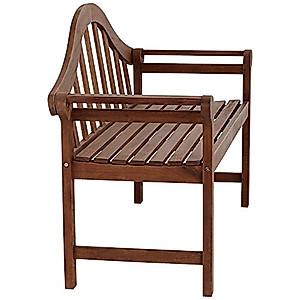 Teal Island Designs Concorde 53" Wide Dark Natural Acacia Wood Outdoor Bench