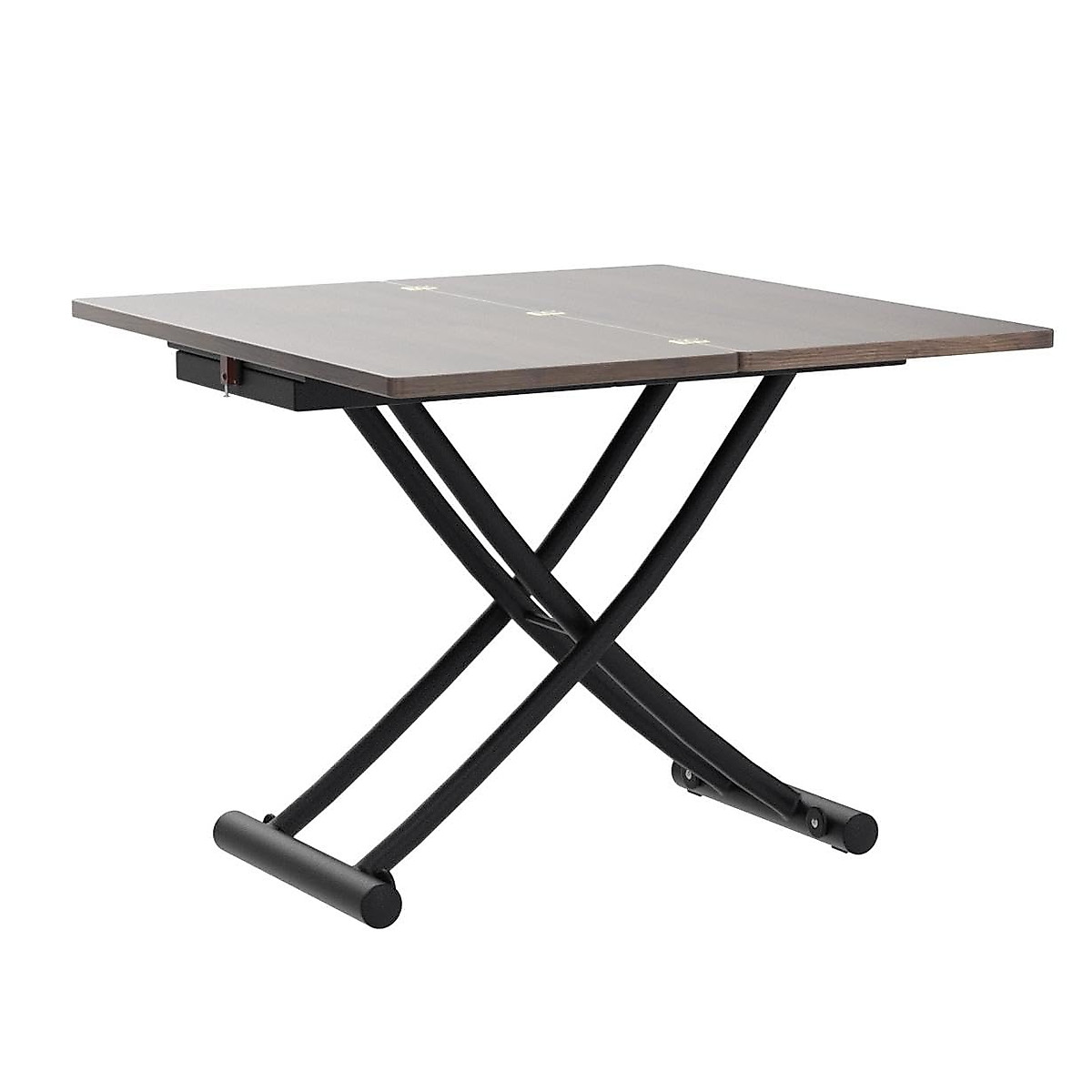 MYSELFLY Living Room Dinning Tables Folding Metal Lift Bracket Multifunction Transform Dinner Kitchen Coffee Tea End Table in Home Wood Desktop Design 40x35 Walnut