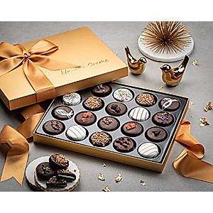 Hazel & Creme Gold Cookie Gift Box - Chocolate Box 20 - Gourmet Food Gift - Mothers Day, Birthdays, Anniversary, Corporate, Holiday Gifting