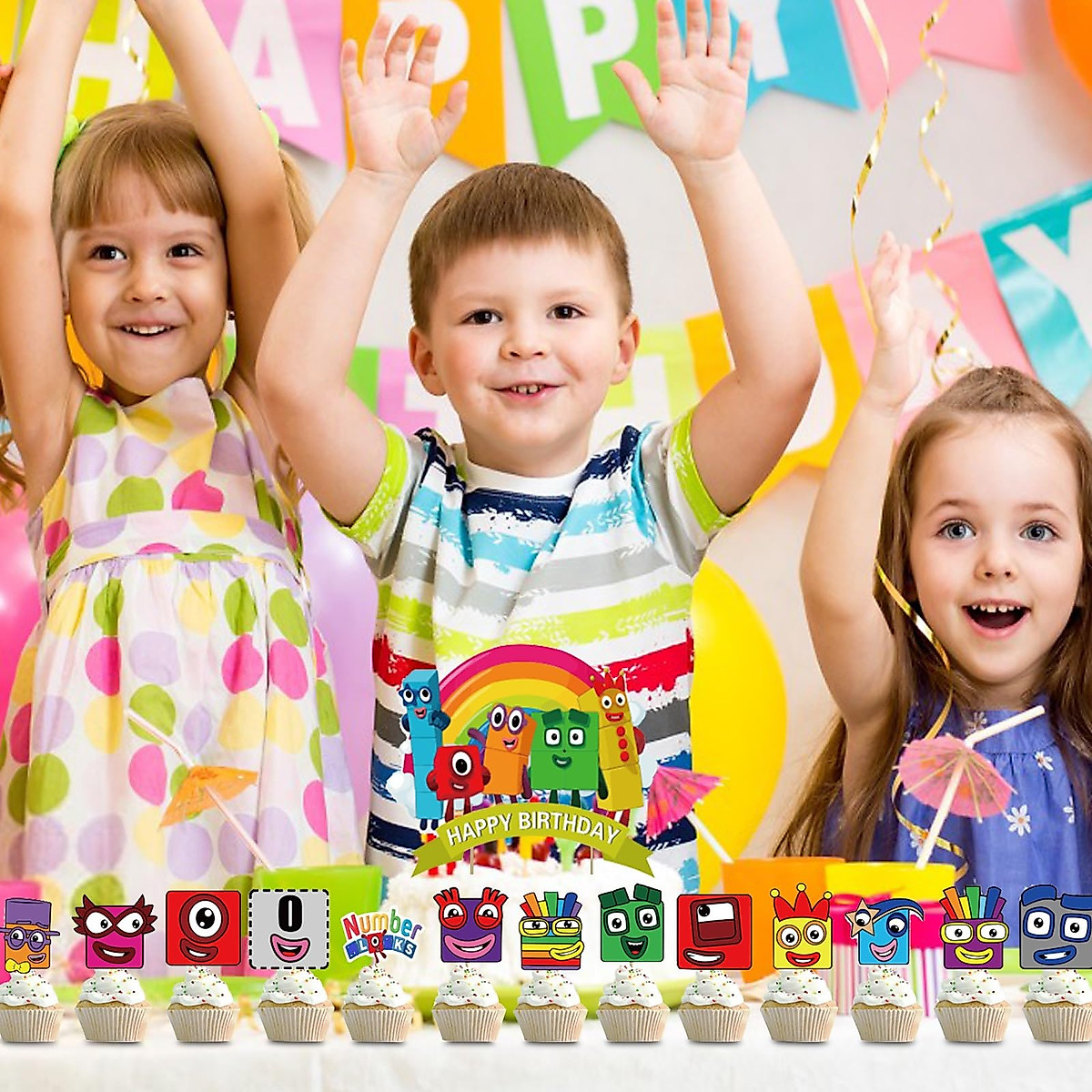 Numberblocks Party Decorations, 17 Pcs Number Theme Cake Cupcake Topper for Kids Numberblocks Birthday Party Supplies Cake Decorations