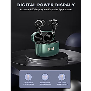 Ear Buds Noise Cancelling Wireless Earbuds Bluetooth 5.1 Headphones with 4 Microphone Stereo Deep Bass Air Buds 30H Playback LED Power Display in-Ear Earphones IPX6 Waterproof for iPhone&Android