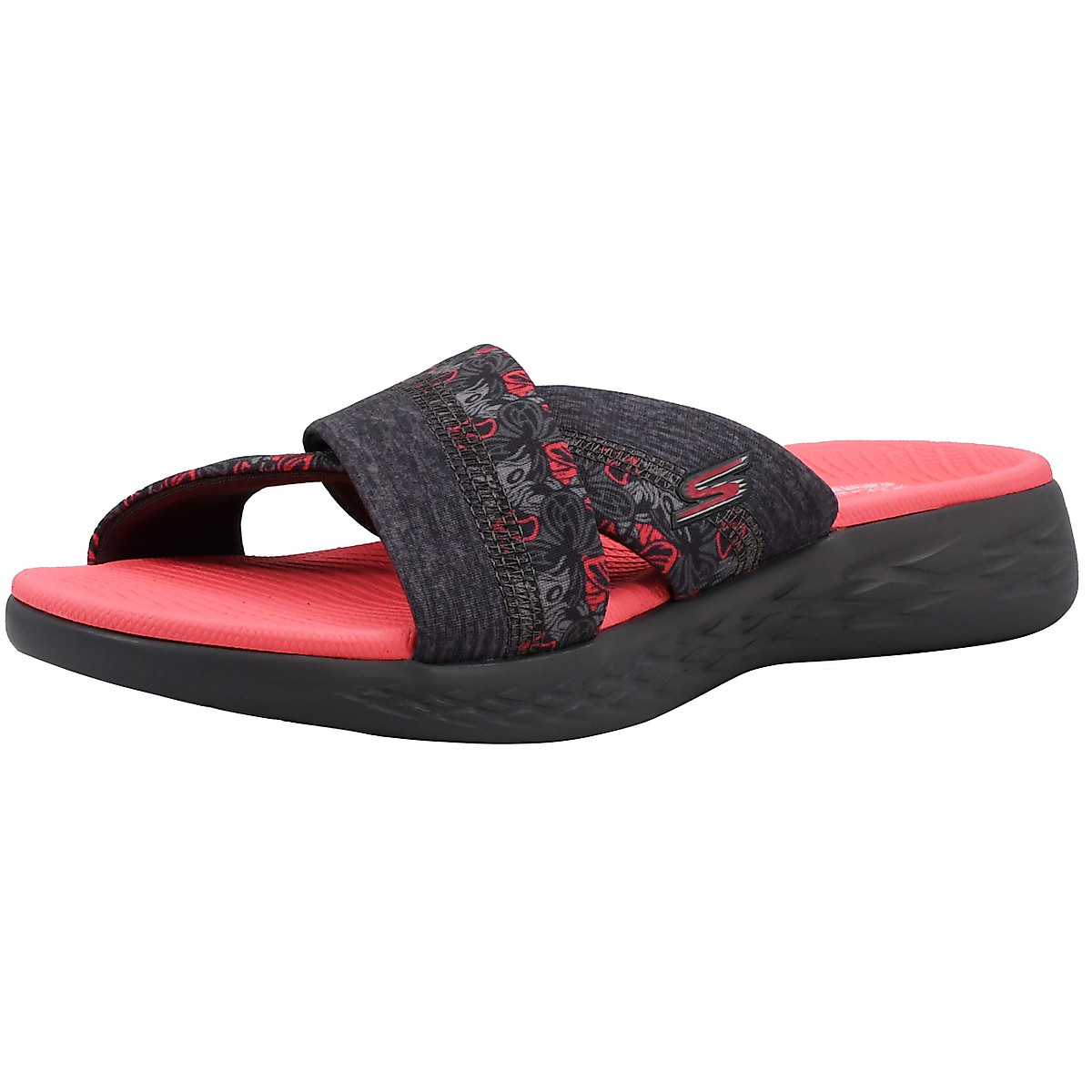 Skechers Women's On-The- Go 600-Monarch Charcoal/Hot Pink Slide Sandal 8 M US