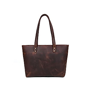 Aaron Leather Goods Genuine Leather Shoulder Office Tote Bag for Women (Umber)