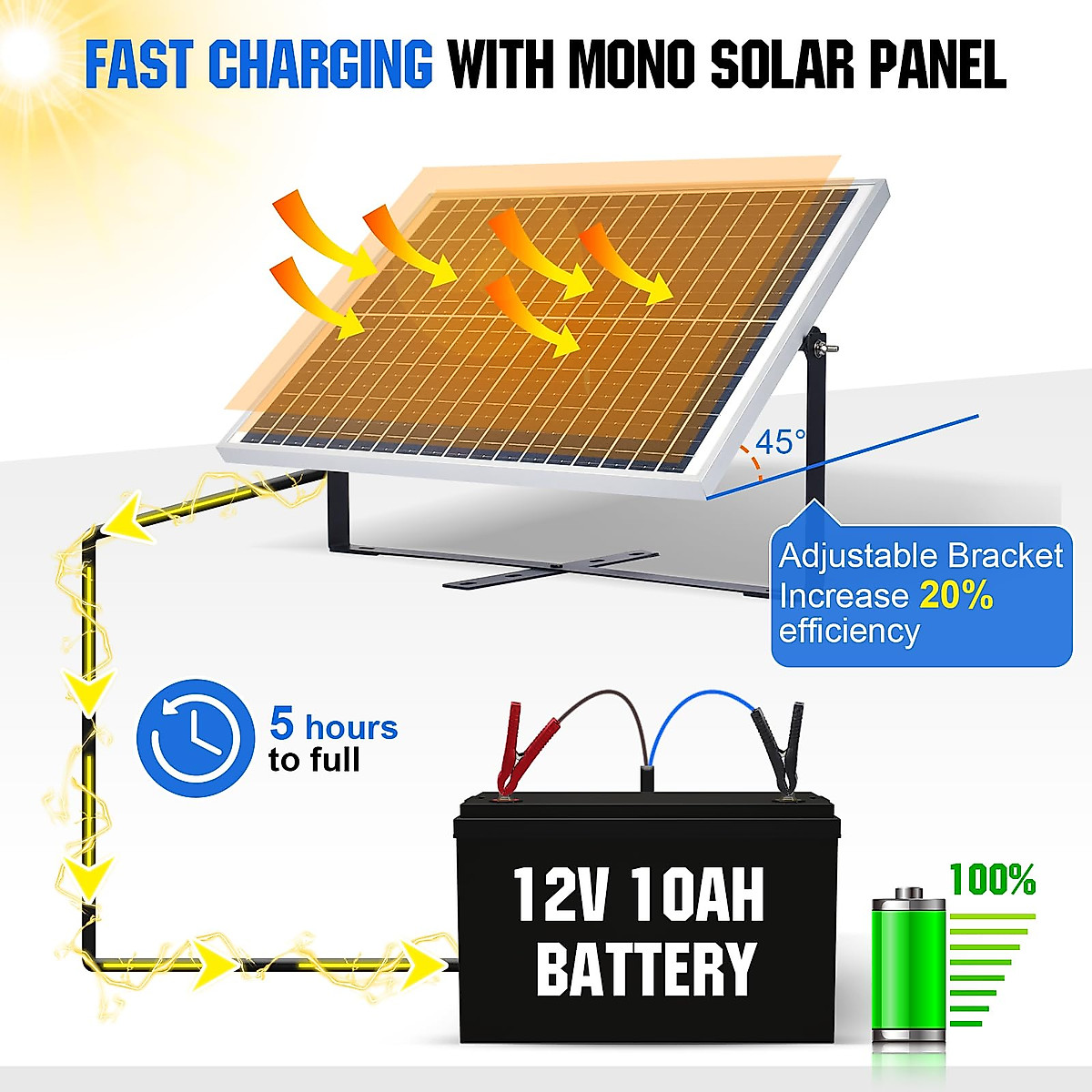 ECO-WORTHY 25 Watts 12V Off Grid Solar Panel Kit Solar Battery Trickle Charger Maintainer: Waterproof 25W Solar Panel + SAE Connection Cable+10A Charge Controller for Car RV Marine Boat