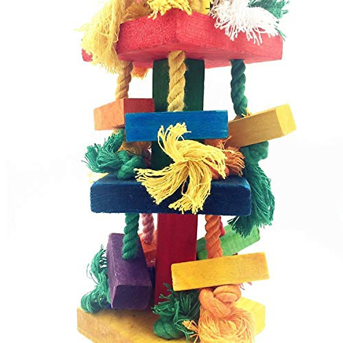 alfyng Bird Parrot Knots Block Tearing Chewing Toy, Multicolored Wooden Bird Parrot Toy Suitable for Macaws cokatoos, African Grey and a Variety of Amazon Parrots (Large Size - 13.8 Inch)