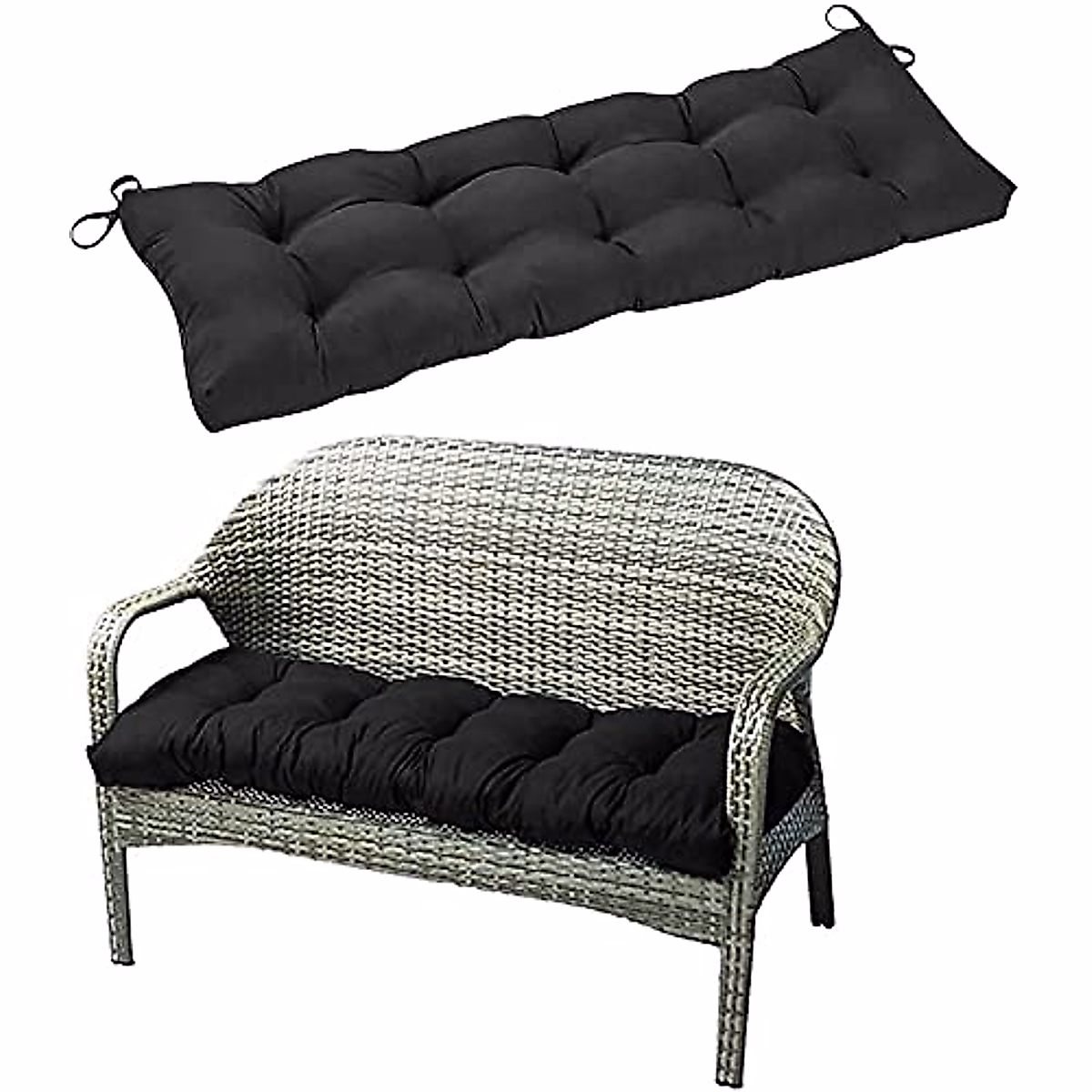Indoor/Outdoor Bench Cushion,Swing Cushion,Garden Bench Cushion,Soft Thick and Comfy Swing Chair Replacement Seat Pads Cushion Pillow for Lounger Garden Furniture Patio Metal Wooden Bench (A/Black)