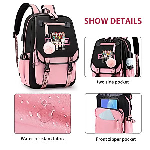 BEBBEE Unisex Bangtan boys Laptop Backpack Middle School Students Bookbag Outdoor Daypack for Girls Boys School (L)