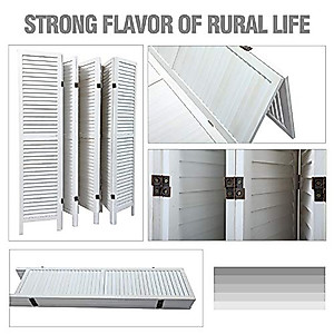 JAXPETY 8 Panel Wood Louvered Room Divider, 5.6 Ft Tall Oriental Folding Freestanding Privacy Screen Room Dividers for Home, Office, Bedroom (White)