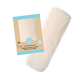Charlie Banana Baby Super Absorbent Hemp Reusable and Washable Diaper Insert, One Size, 3-Pack, Small