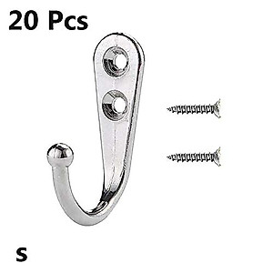 YITAQI Wall Mounted Coat Robe Hooks,20pcs Scarf Hanging Storage Rack Metal Key Holder Organizer Clothes for Bath Kitchen Garage Single Hanger(Silver)