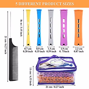 SPTHTHHPY Perm Rods and 100 Pieces 5 Sizes Hair Rollers with Hair Cold Wave Rods Hair Curler for Women Long Short Hair DIY Hairdressing Styling Tools(5 Colors)