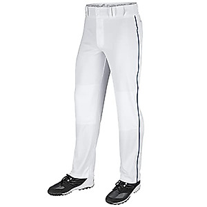 CHAMPRO boys Piped Triple Crown Open Bottom Youth Baseball Pants with Pipe, White/Black, X-Small US