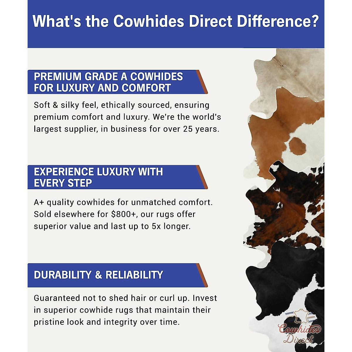 Cowhides Direct Genuine Cowhide Rug (Salt & Pepper) - Authentic Cow Rug with Non-Slip Suede Backing - Cow Rugs for Living Room, Bedroom & More - Decorative Rug (Brown, 7x6 XL)