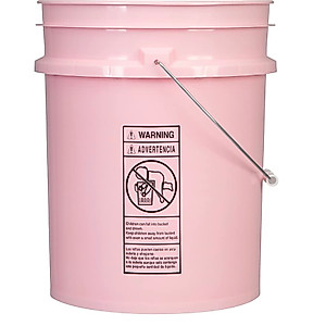 House Naturals 5 Gallon Pink Food Grade Plastic Storage Bucket with Lid Cover (Pack of 3) Made in USA (with White Easy Open Close Lids)