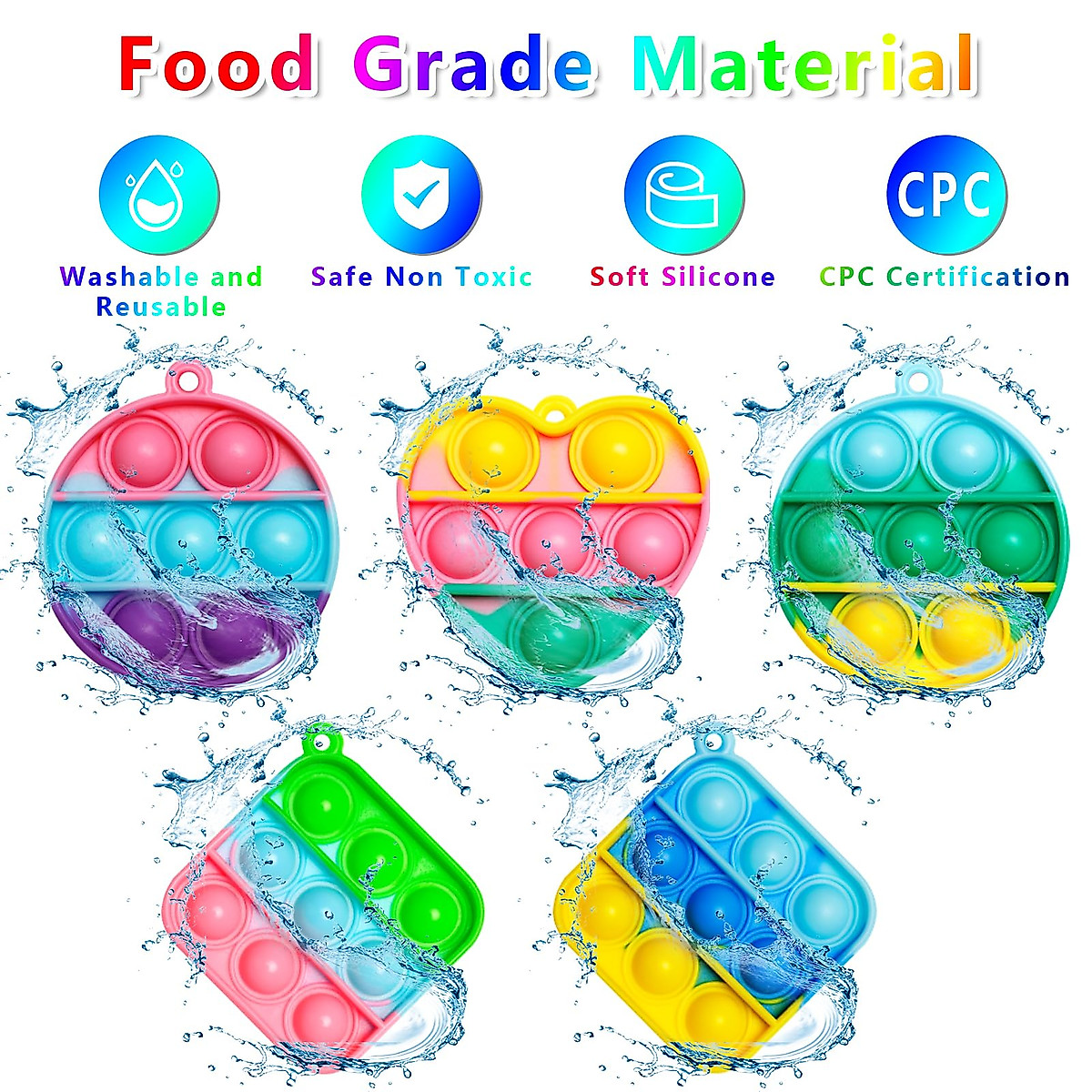 DODOLOL Kids Party Favors 30 Pcs Fidget Toys Bulk Mini Pop Fidgets Keychain Its Birthday Party Favors for Kids Goodie Bag Stuffers Small Kid Classroom Prizes It Bubbles Poppers Students Bulk Toys