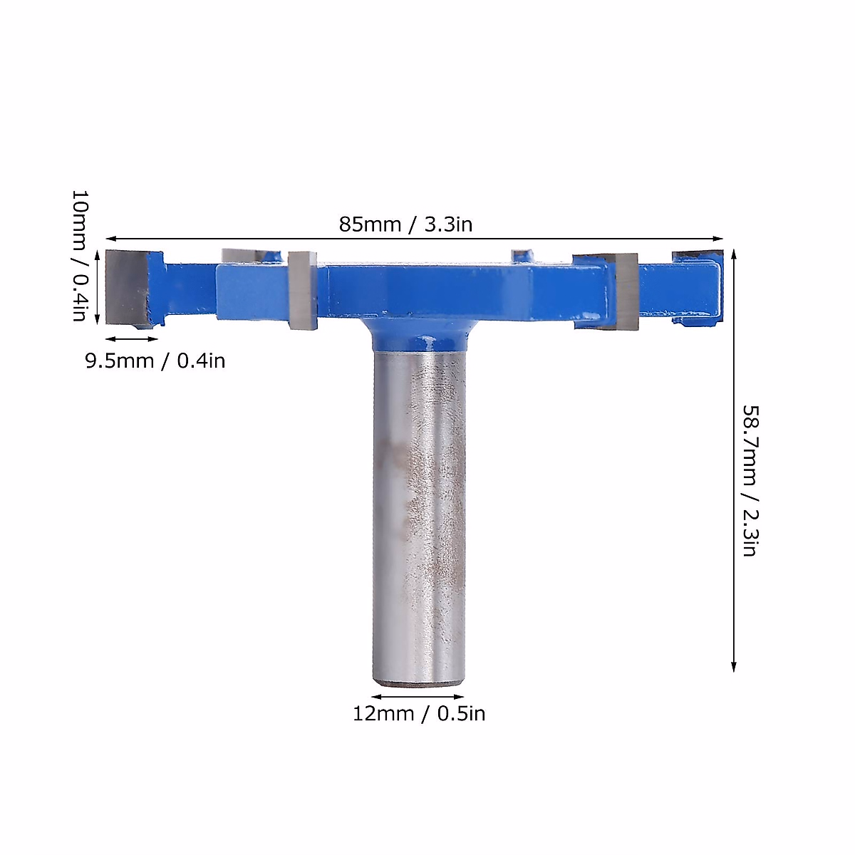 CNC Spoilboard Surfacing Router Bit, 6 Wings 1/2" Shank CNC Router Slotting Bits for Mortise Joint, Finger Joint, Acoustic Panels - 85mm Cutting Dia