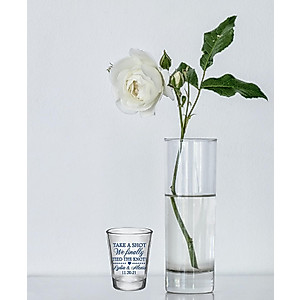 Personalized wedding favor shot glasses, take a shot we finally tied the knot, wedding favors for guests in bulk, custom shot glasses