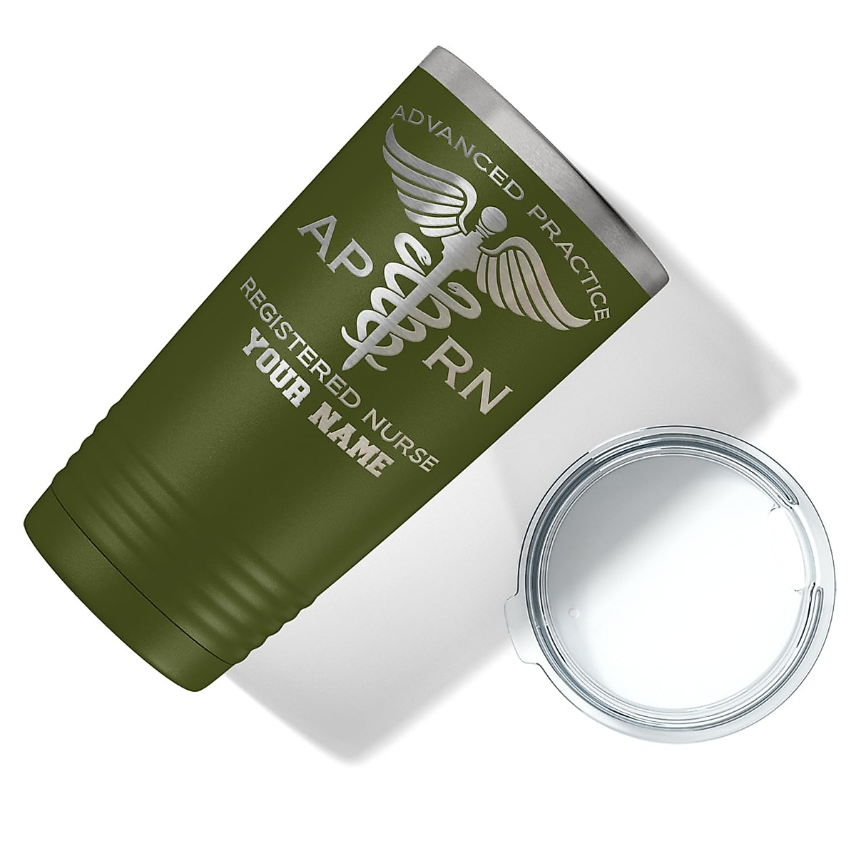Personalized APRN Advanced Practice Registered Nurse Gift on Army Green 20 oz Stainless Steel Tumbler with Lid - Insulated Cup - Custom Travel Mug