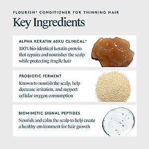 VIRTUE Flourish Conditioner for Fine or Thinning Hair, Sulfate Free Hair Growth Product, Detangles and Thickens, Color Safe