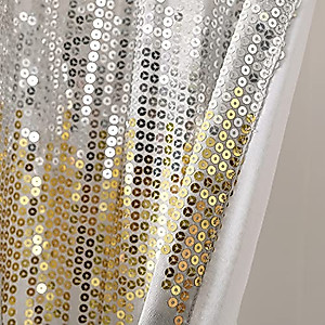 Lush Decor Night Sky Sequin Window Valance, 18"L x 52"W, Yellow & Gray
