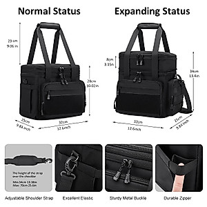 Gafetrey Large Tactical Lunch Box for Men, Insulated Lunch Bag Adult, Thermal Lunchbox Leakproof Waterproof Cooler Bag, Dual Compartment Lunch tote, Large Lunch Pail for Office Camping (Black) 24L